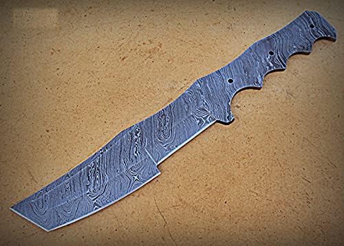 Damascus Steel 15 Inches Full Tang Dagger Blank Blade - Tracker Knives ...