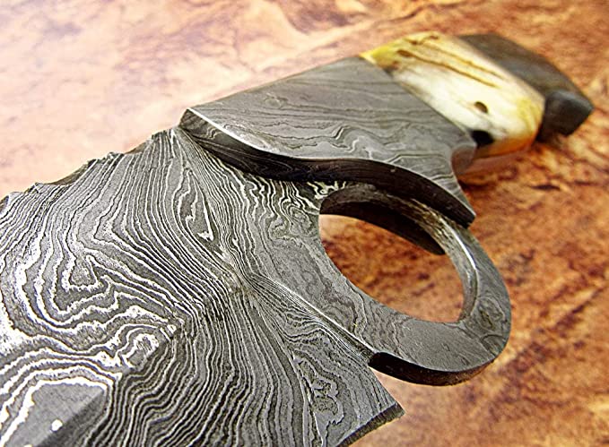 RG-110 Handmade Damascus Steel 15 Inches Bowie Knife - Black Brown Ram ...